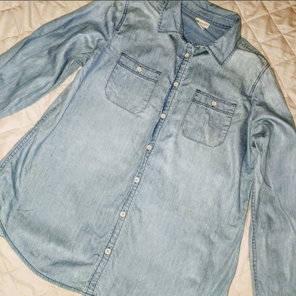 STYLUS | Tops | Stylus Denim Botton Down Boyfriend Shirt Blouse | Poshmark